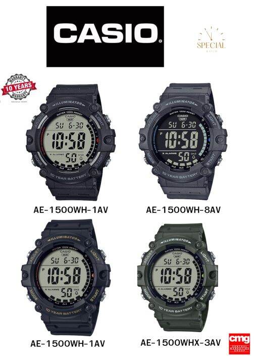 Casio นาฬิกาข้อมือ ดิจิตอล AE-1500WH,AE-1500WHX รับประกัน CMG 1 ปี | Lazada.co.th