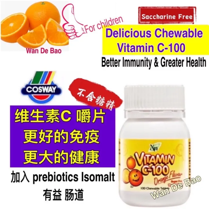Cosway Nn Vitamin C-100 Orange Flavour (100 Chewable tablets) children ...