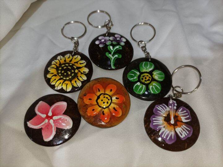 Coconut shell button keychain assorted by 5 pieces | Lazada PH