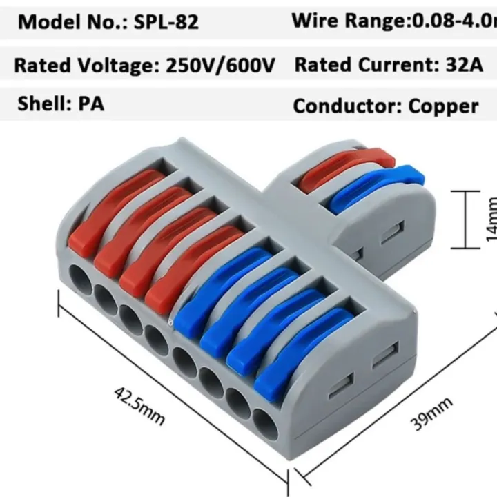 SPL-82 Terminal sambung Kabel konektor 2x8 cable wire connector lever ...