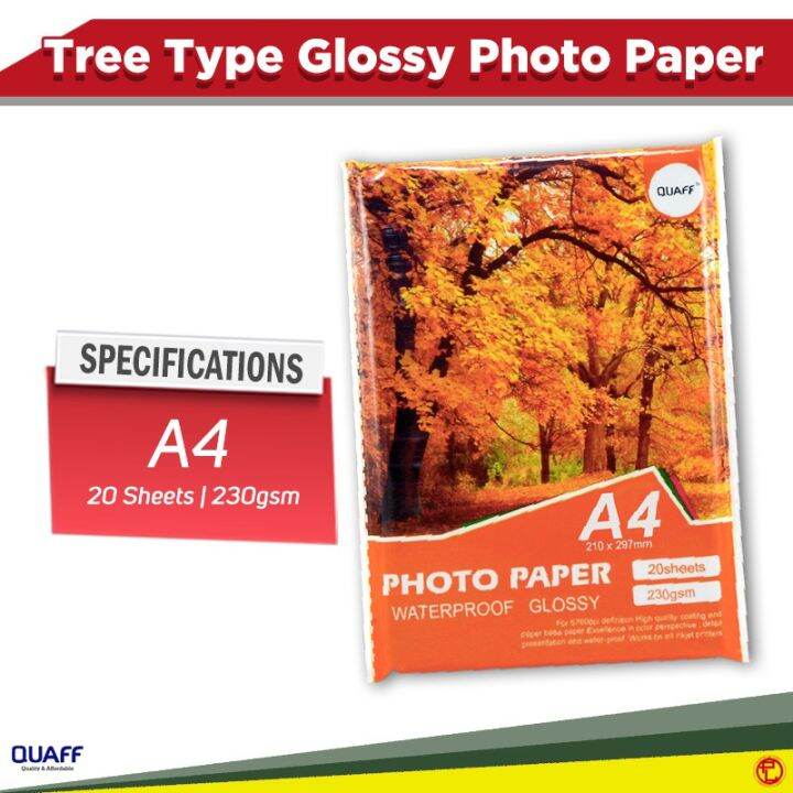QUAFF TREE TYPE GLOSSY PH OTO PAPER/A4 SIZE/20SHEETS | Lazada PH