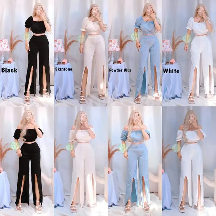 two way off shoulder puff terno pants | Lazada PH