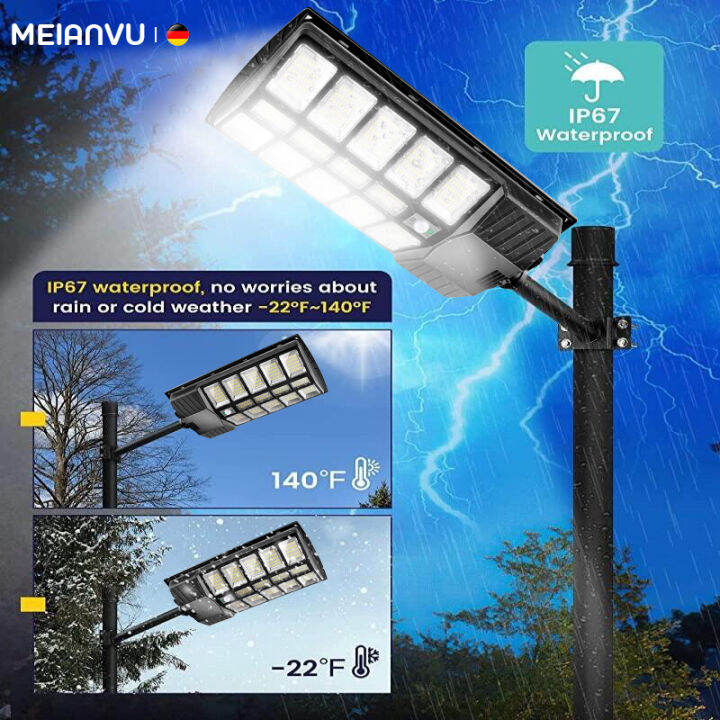 MEIANVU Solar Street Lights Outdoor Waterproof- 2000W 1500W Dusk to ...