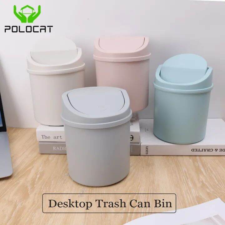 Polocat Tempat Sampah Mini, Tempat Sampah Meja Kreatif dengan Tutup ...