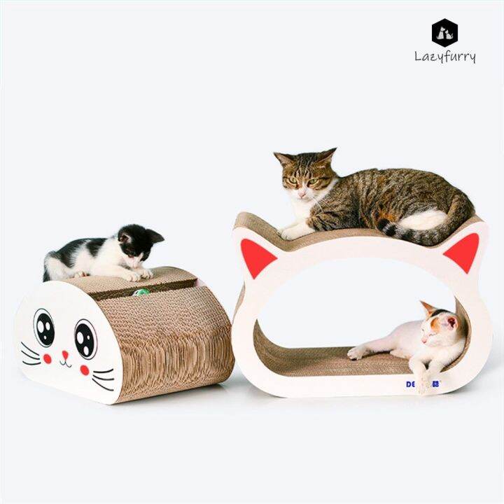 Cat White Kitty Head Scratch Toy Cat Scratchboard 2in1 with bell ...