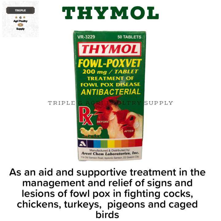 Thymol Fowl-Poxvet 1bottle (50 tablets) | Lazada PH