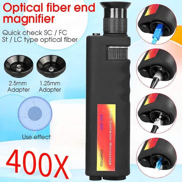 Handheld 400x Fiber Optical Inspection Microscope LED Illumination Anti ...