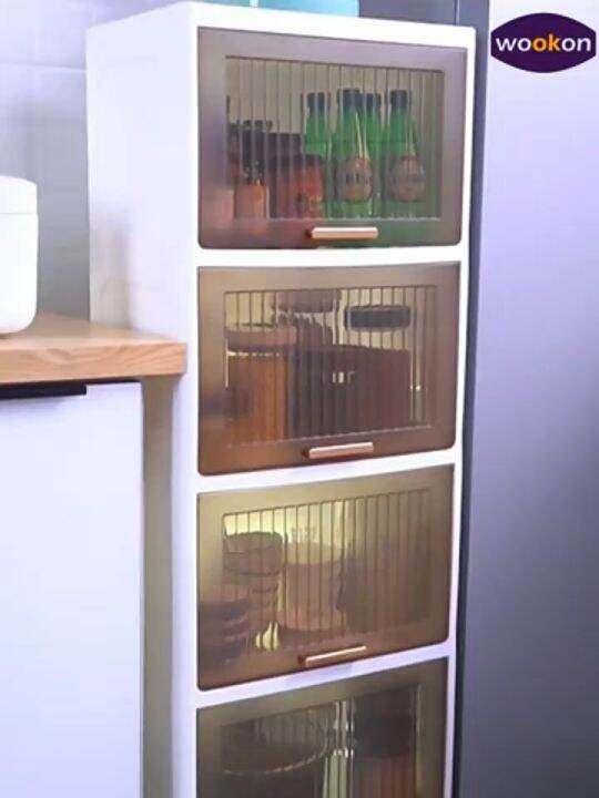 【Fanboxx】Modern Kitchen Cabinets Floor Flip Snack Storage Cabinet Home ...