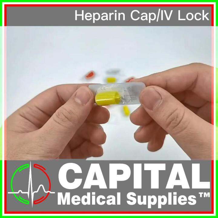 Heparin Cap, Hep Lock, Color Yellow ( Plastic ), 100 pcs/Box (SURGITECH ...