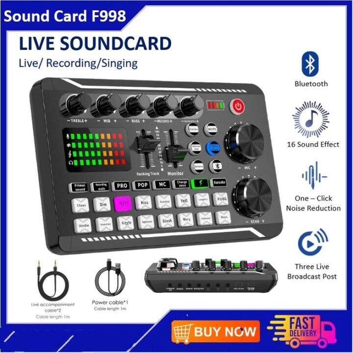 Soundcard Sound Card F998 Live Audio Mixer Broadcast Recording Karaoke ...