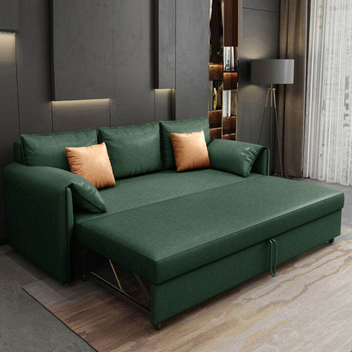 Nran Faux Leather Sofa Bed Dual-Use Foldable Living Room Multi ...