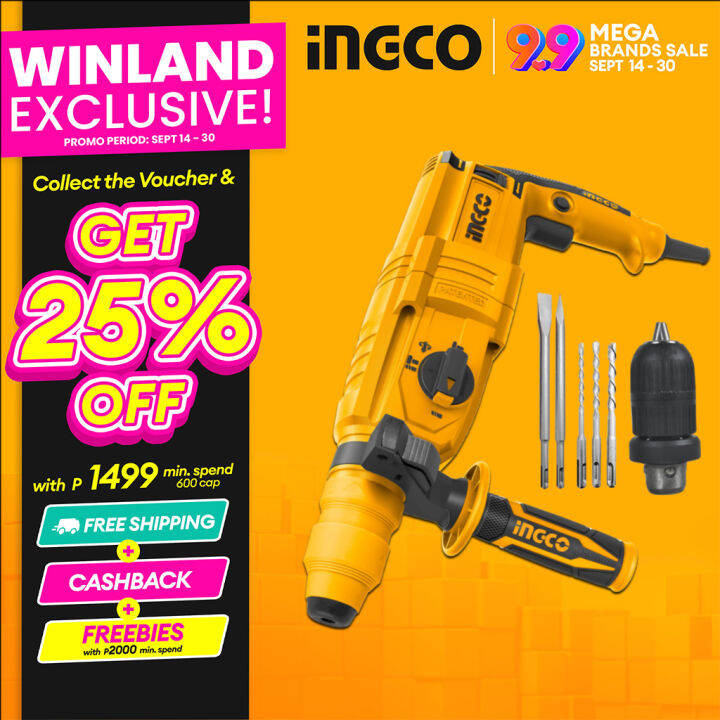 INGCO by Winland Rotary Hammer 800watts RGH9028-2 Rotary Hammer Drill ...