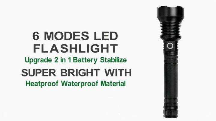 LED Powerful Flashlight Alloy Body 5 Lighting Modes Type-C Torch Light ...