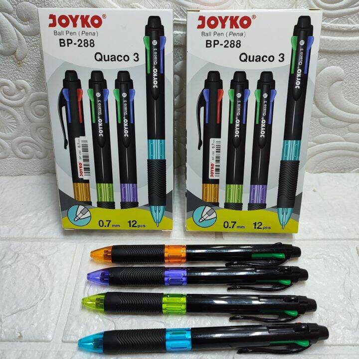 Pulpen 4 warna merek Joyko BP-288 / Quaco soft isi 12 pcs | Lazada ...