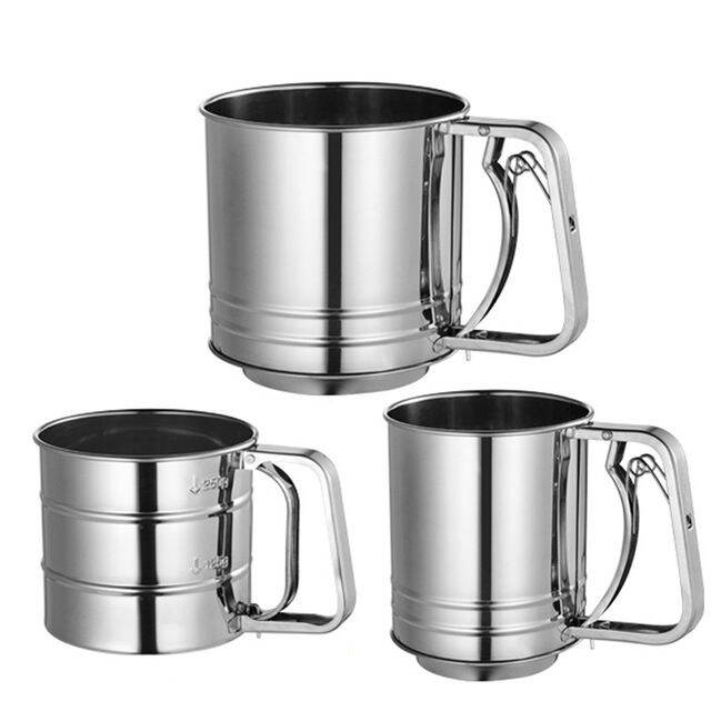 Cup Stainless Steel Flour Sieve Single Layer Flat Bottom Filter Powder ...