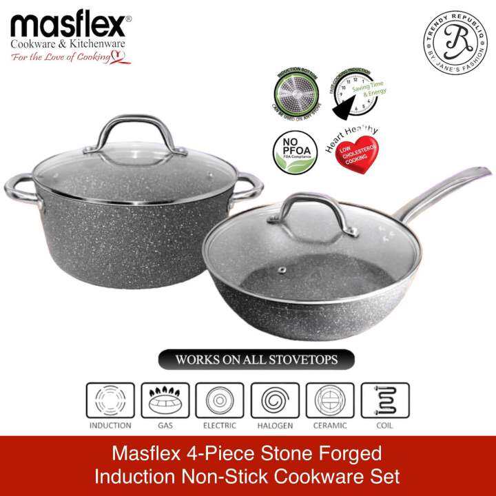 Masflex Original 4-Piece Stone Induction Non Stick Cookware Set | Lazada PH