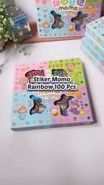 LW-[ COD][100 LEMBAR]Sticker MOMO Rainbow Mix Warna Original / Stiker ...