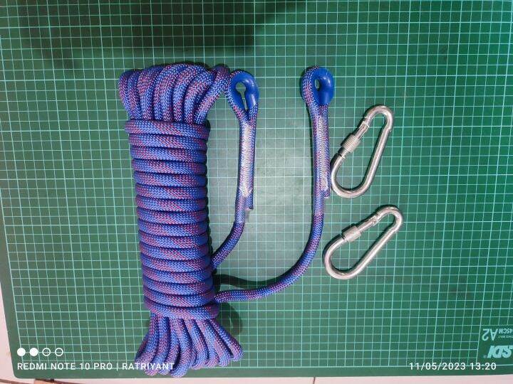 Tali karmantel 10meter diameter 10mm bonus 2 carabiner untuk simpul ...