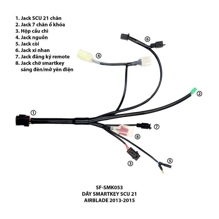 Dây điện Smartkey 21 chân cho SCU Remote Vario 160 SunFa Sh ý, Sh Mode ...