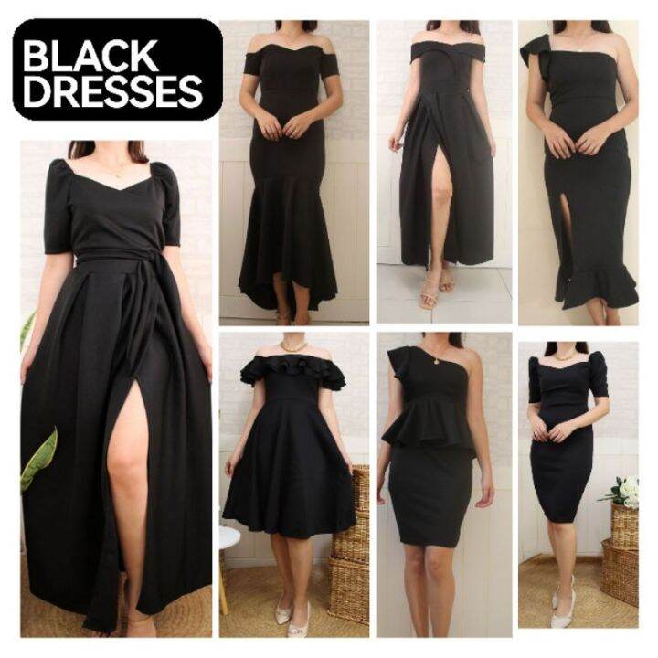 BLACK COLOR FORMAL DRESS ENTOURAGE BRIDESMAID | Lazada PH