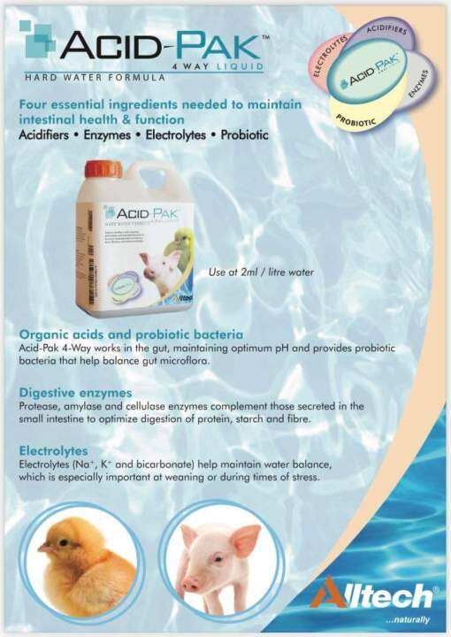 Acid Pak 4 Way (1L) for layers, poultry, broiler, piglets, sows, pigs ...