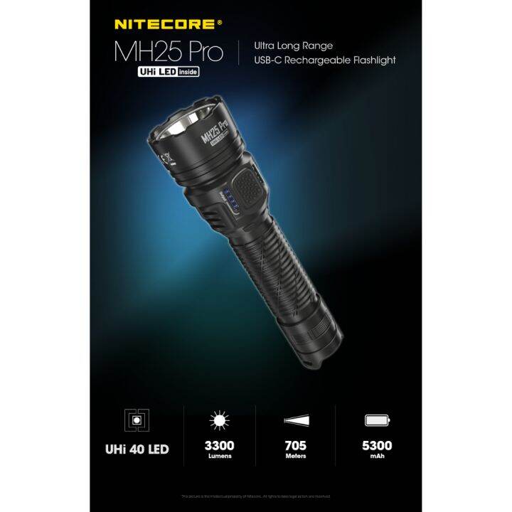 NITECORE Senter LED Flashlight Tactical Range NiteLab UHi 40 3300lm ...