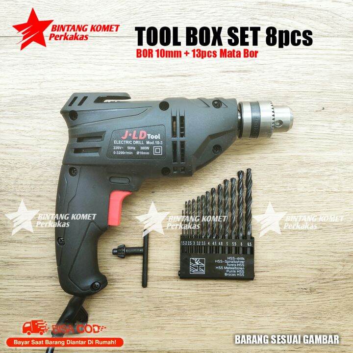 JLD TOOL 10-3 BOR BOLAK BALIK 10MM // BOR LENGKAP MATA BOR // BOR BESI ...