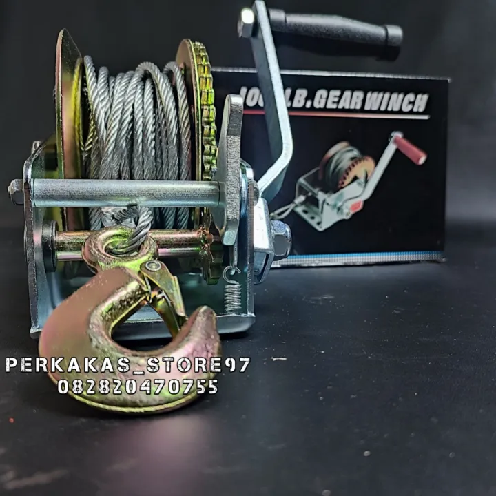Katrol manual gear hand winch 1000 LBS 500Kg alat derek manual tenaga ...