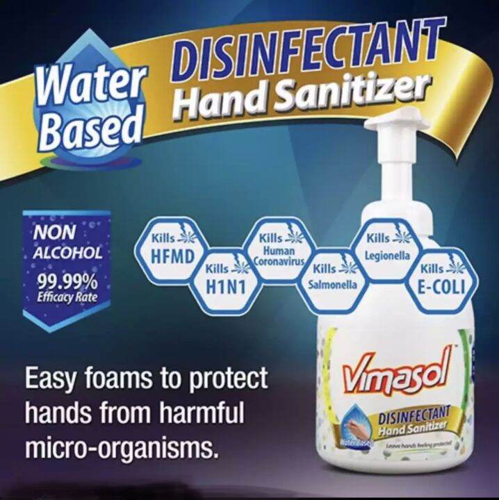 Vimasol Disinfectant Hand Sanitizer Water Based Foaming No Rinse 600ml ...