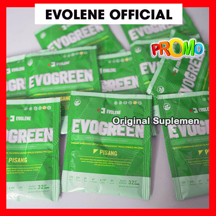 EVOGREEN EVOLENE Evo Green Vegan Whey Protein Plant Banana Pisang 12 ...
