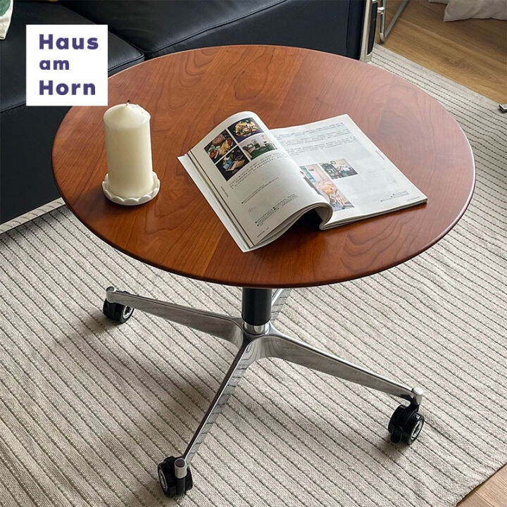 LaCorne round Table Nordic Style Solid Wood round Movable Liftable Meal ...