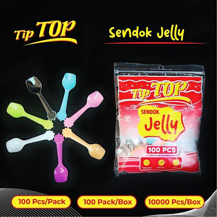 Sendok Jelly / Pudding ( Bening , Putih Susu , Warna ) isi 100 pcs Merek Tip Top | Lazada Indonesia