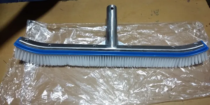 Nylon Brush,18" Polished Aluminum Back Cleaning Brush for Swimming Pool ...