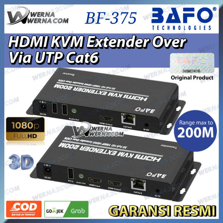 BAFO HDMI KVM Extender Over Via UTP CAT6 LAN 200 Meter FULL HD 1080P ...
