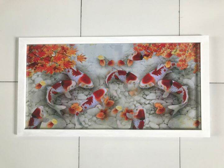Hiasan dinding Gambar Cetak Lukisan 9 ikan koi plus bingkai uk:100sm x 50cm | Lazada Indonesia