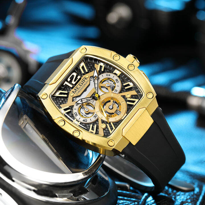 MEGIR Fashion Sports Men's Watch Popular Waterproof Night Glow Wine ...