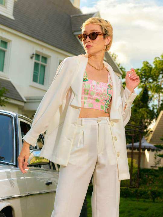 Weerin Porcelain Blazzer เบลเซอร์ เสื้อคลุม สูท เบลเซอร์สีขาว แจ็คเก็ต ...