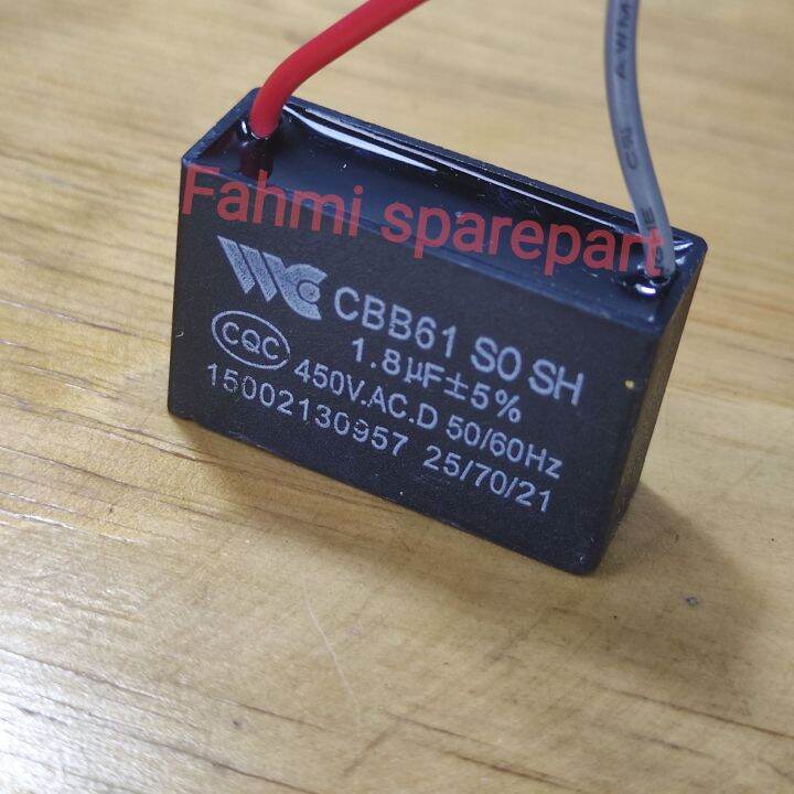 Kapasitor Kipas Angin Kotak Cbb61 SO SH 450V 1.8uF Fan Start Capacitor Merah Abu | Lazada Indonesia