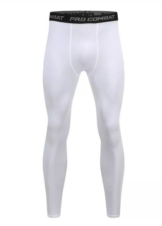 Tight Pants Men Pro Combat Long Compression All White Running Bodybuilding Fitness Fast Dry | Lazada