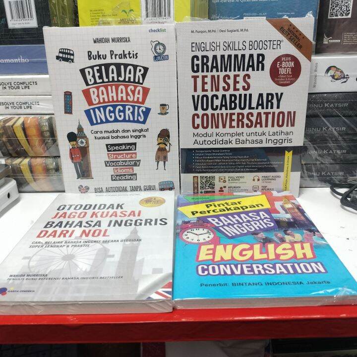 Paket 4 buku praktis belajar bahasa Inggris, grammar tenses vocabulary, otodidak jago kuasai ...