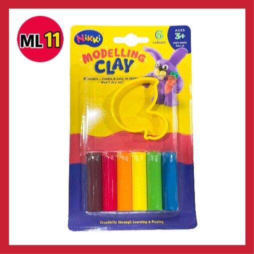 [Ready Stock] Nikki 6 Colour Fun Clays Modelling Clay Set With 1 Cutter ...