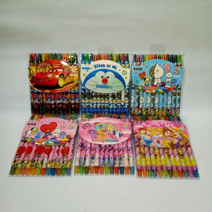 SATU SET ( 12 WARNA ) Rolling Crayon Crayon Putar Karakter 12 Warna ...