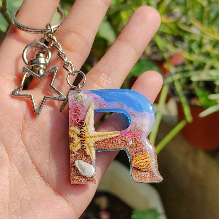 Beach / Ocean themed letter keychains - Resin beach inspired | Lazada PH