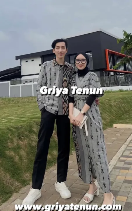 Raisa Couple Tenun Abu- Couple tenun-sarimbit tenun-dress tenun-kemeja ...