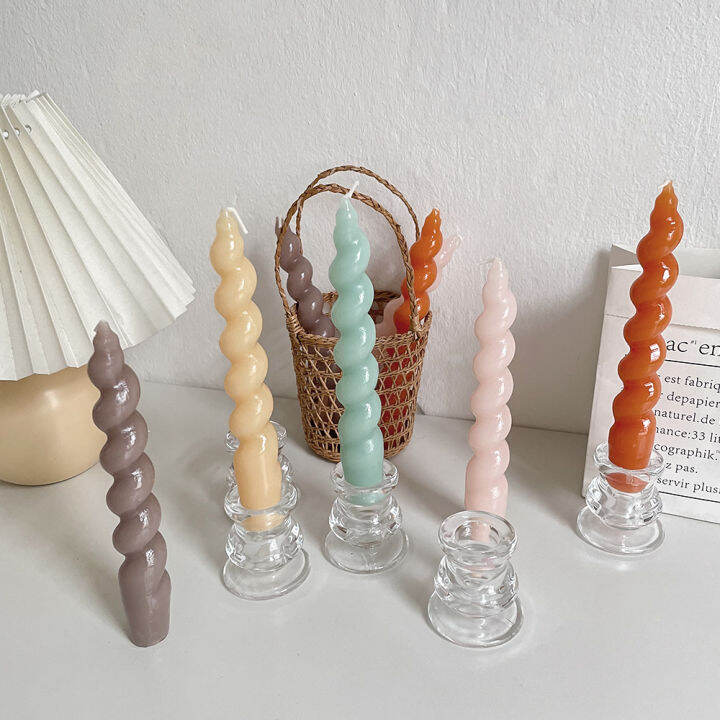 INS Style Candy Color Candle Twisted Geometric Thread Spiral Candle ...