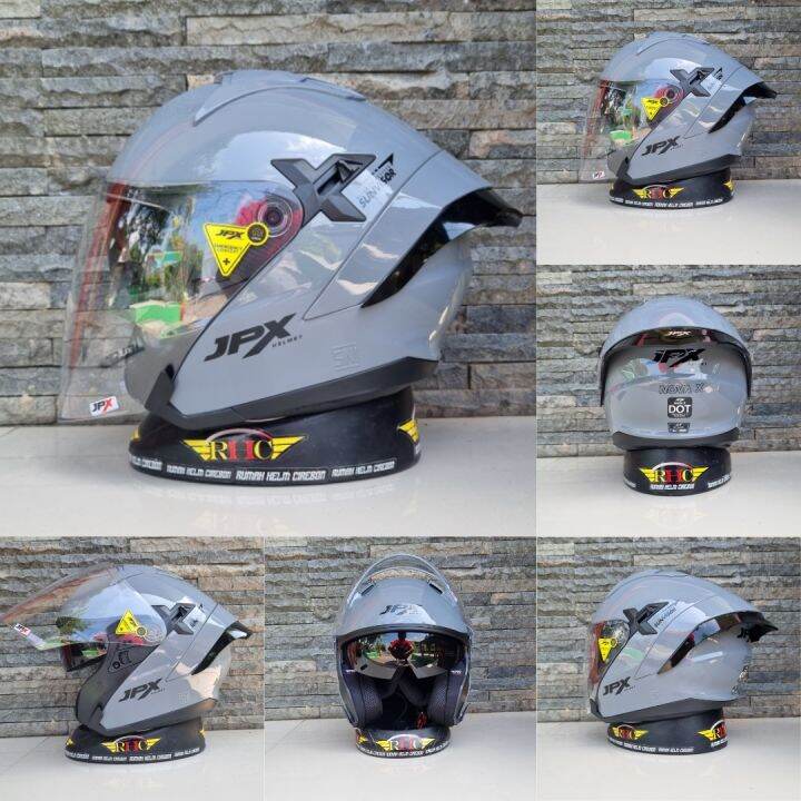 Helm Jpx Nova X half face solid warna gorilla grey doff | Lazada Indonesia