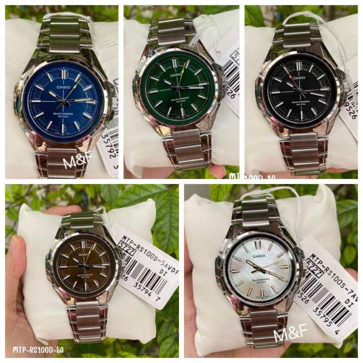[solar]casio Standard นาฬิกาข้อมือผู้ชาย Mtp Rs100d 1a หน้าดำ Mtp Rs100d 2a หน้ำเงิน Mtp Rs100d