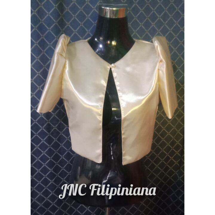 Modern Filipiniana Bolero long Satin light beige | Lazada PH