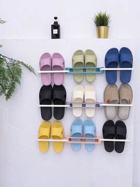 Foldable Slippers Holder Slipper Organizer Wall Mounted Hanging Shoe ...