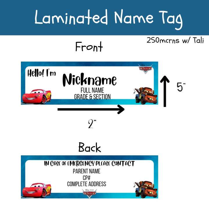 Name Tag Laminated Front & Back 250 microns Customized | Lazada PH